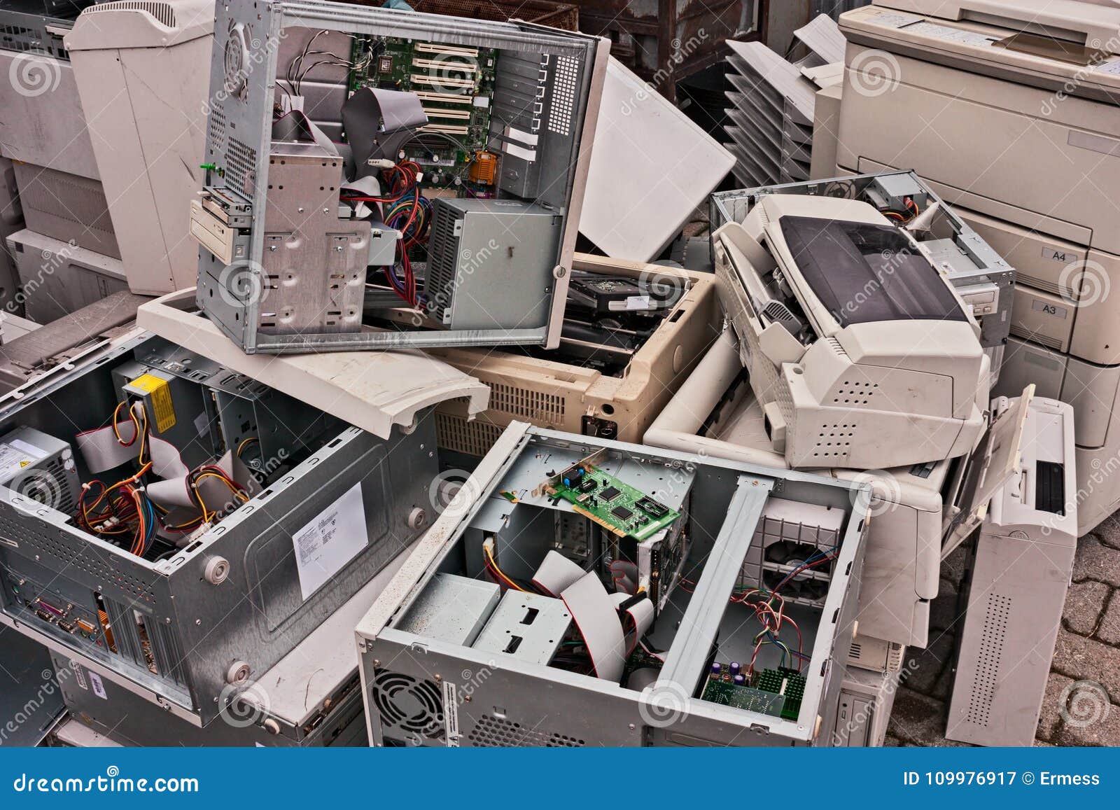 Electronic Waste Concept. E-waste Heap From Discarded PC Computer ...