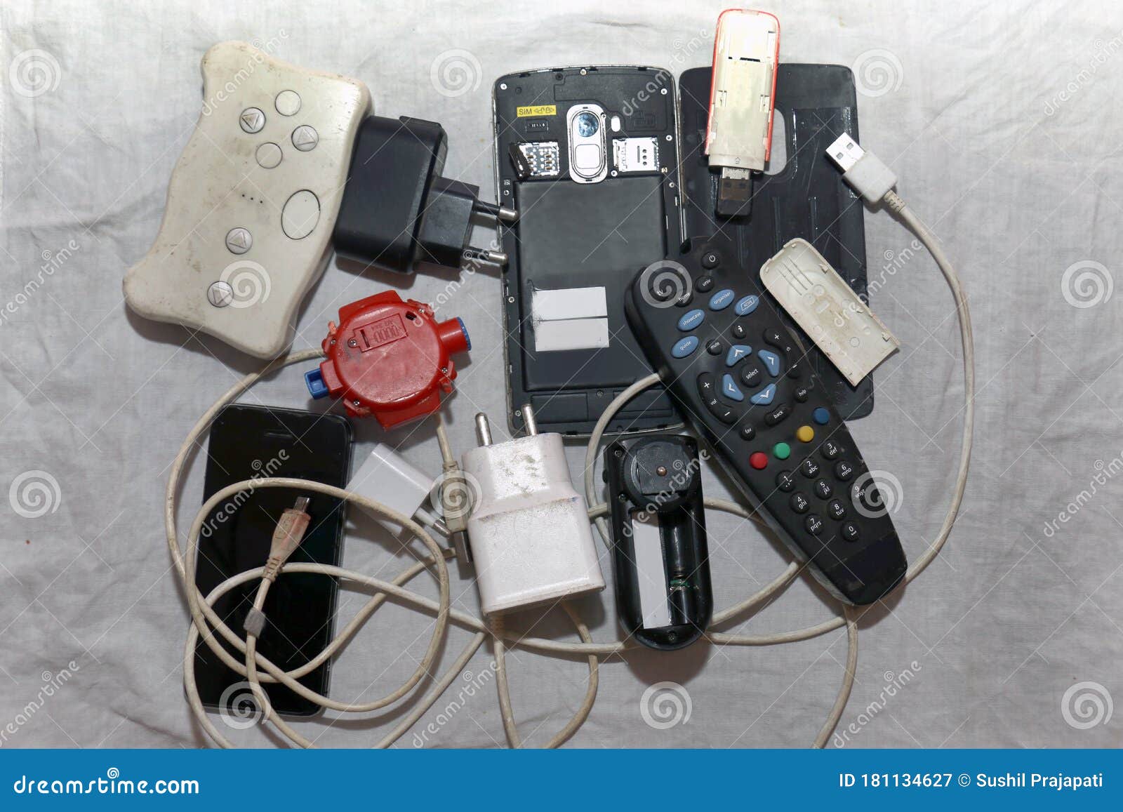 Technology Gadgets E Waste Equipment in a Bucket, Electronic Waste on ...