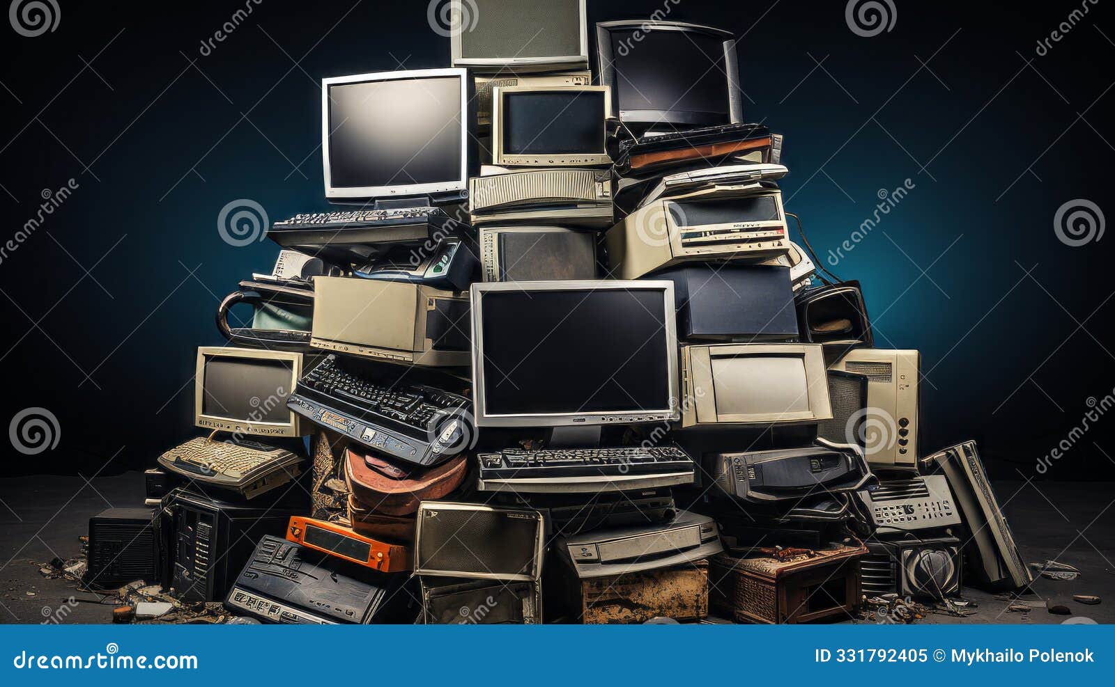 Electronic Waste, a Large Pile of Unwanted Computer Monitors and TV ...
