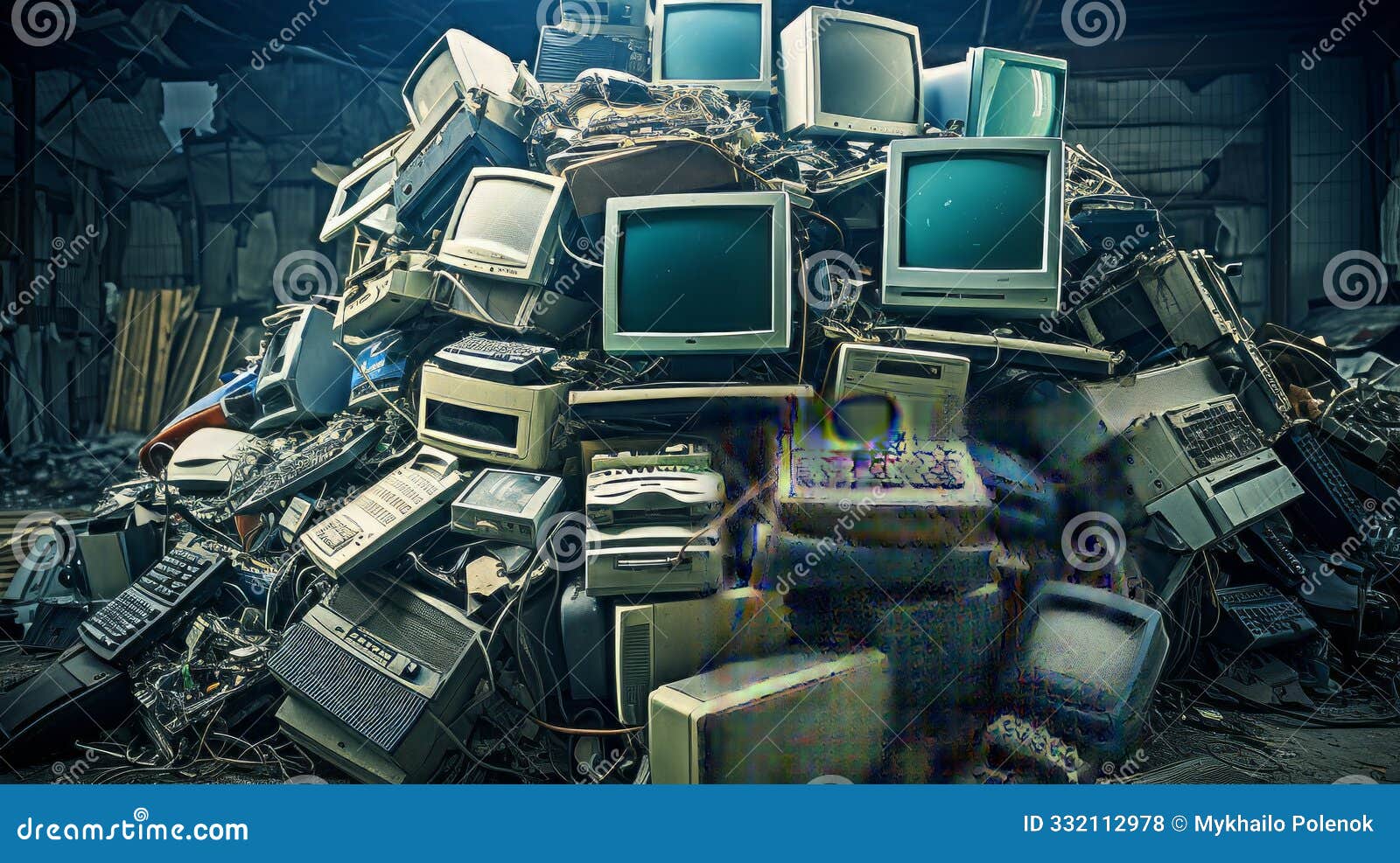 Electronic Waste, a Large Pile of Unwanted Computer Monitors and TV ...