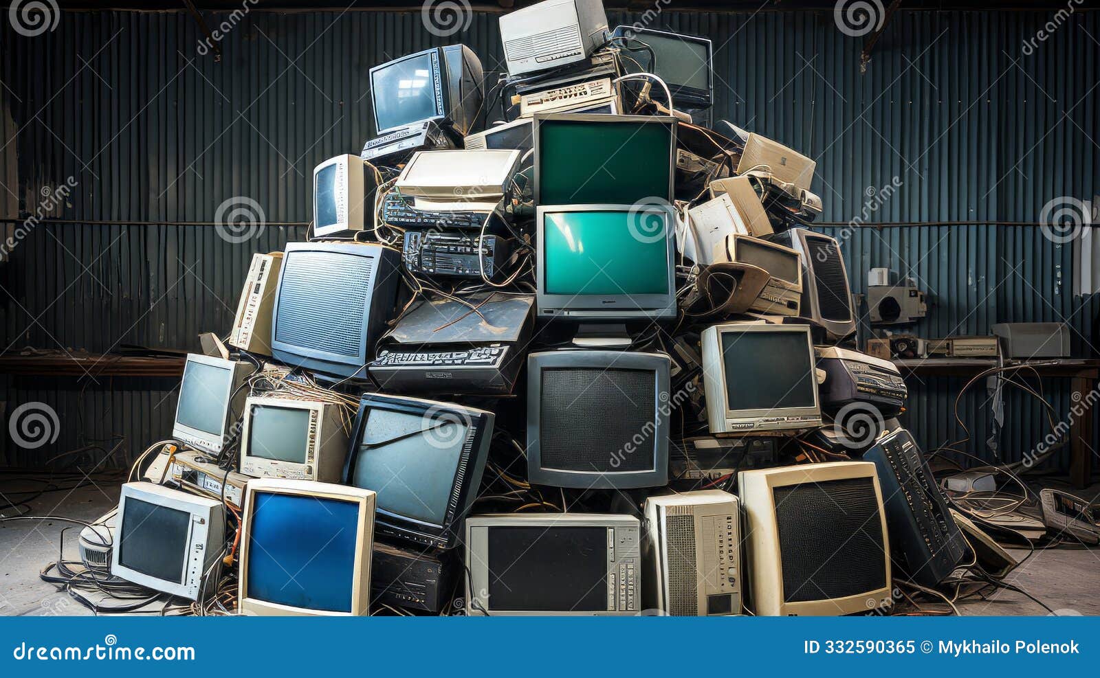Electronic Waste, a Large Pile of Unwanted Computer Monitors and TV ...