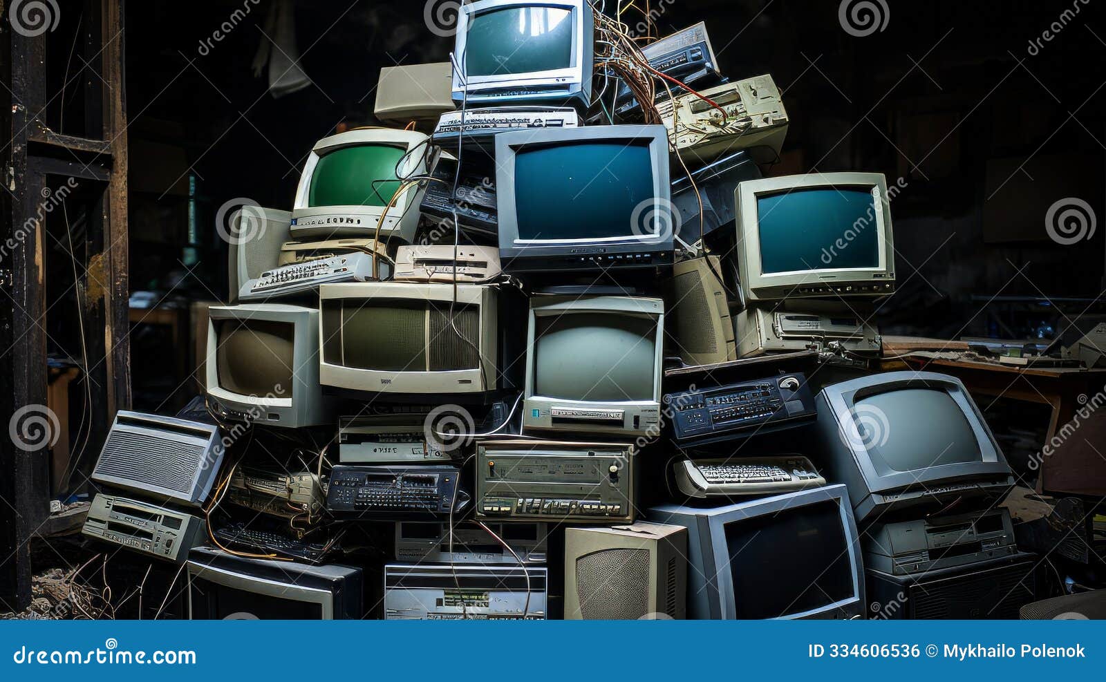 Electronic Waste, a Large Pile of Unwanted Computer Monitors and TV ...