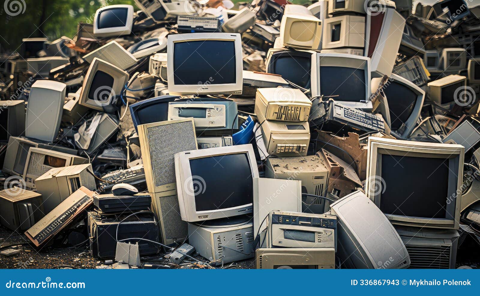Electronic Waste, a Large Pile of Unwanted Computer Monitors and TV ...