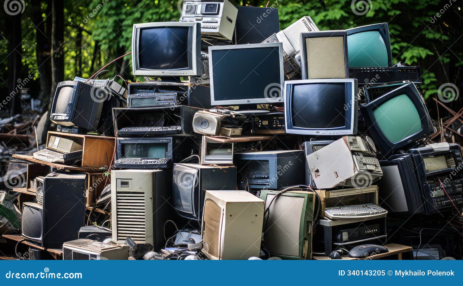 Electronic Waste, a Large Pile of Unwanted Computer Monitors and TV ...