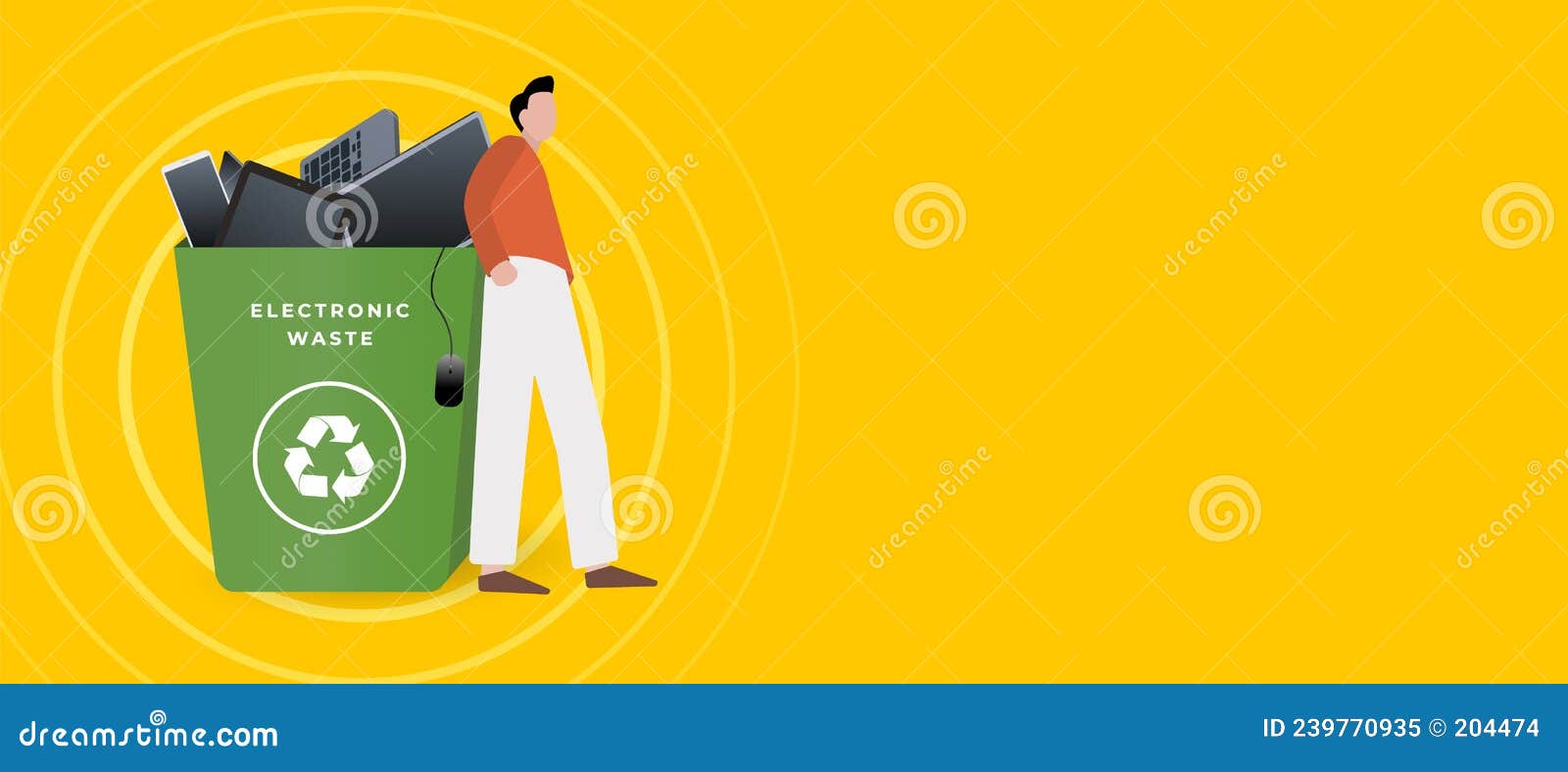 Electronic Waste Management Horizontal Banner Concept. the Character ...