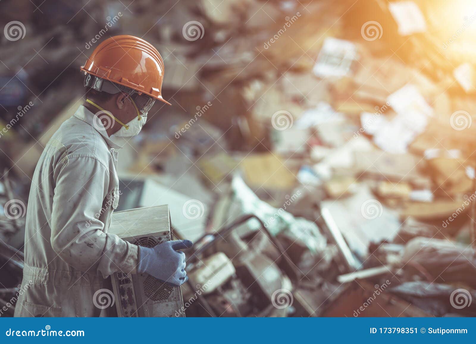 Electronic Waste Management of Worker in the Uniform Stock Image ...