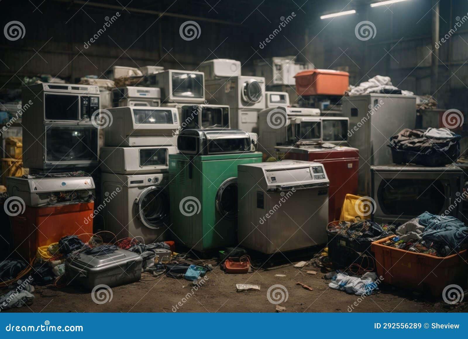 Electronic Waste Waiting for Disposal, Refrigerator Washing Machine ...