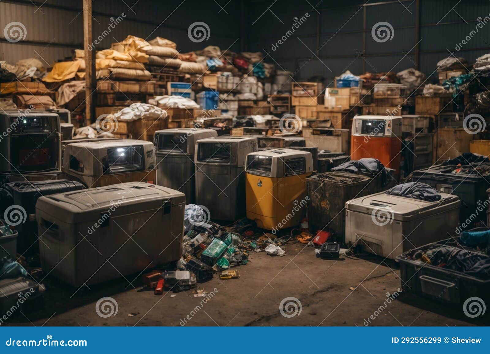 Electronic Waste Waiting for Disposal, Refrigerator Washing Machine ...