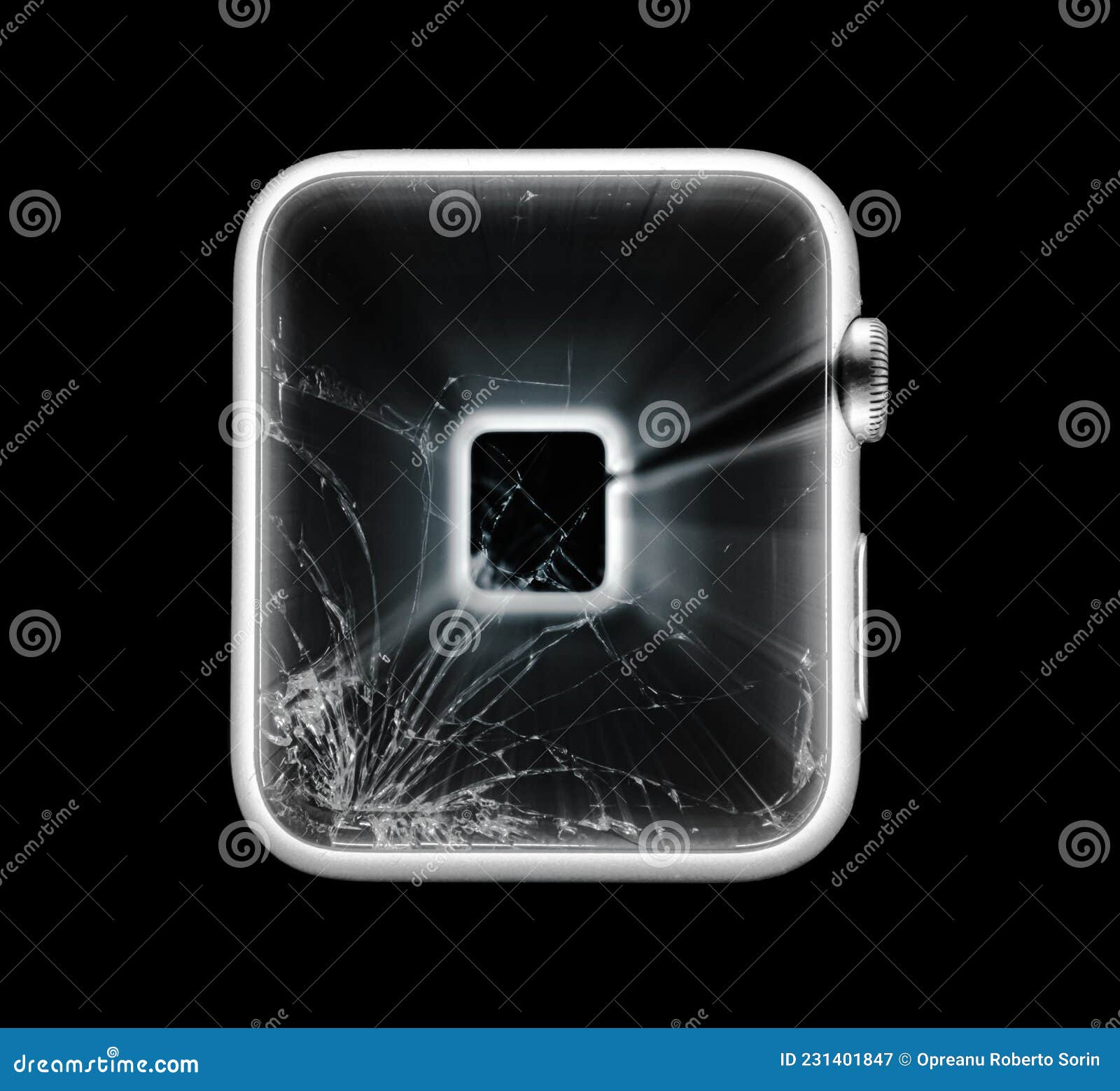 Electronic Watch with Broken Glass Stock Image - Image of communication ...