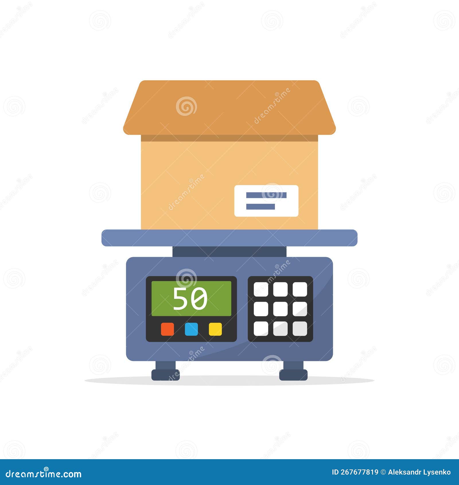 Electronic Weight Scale for Cargo in Flat Style. Cardboard Measuring ...