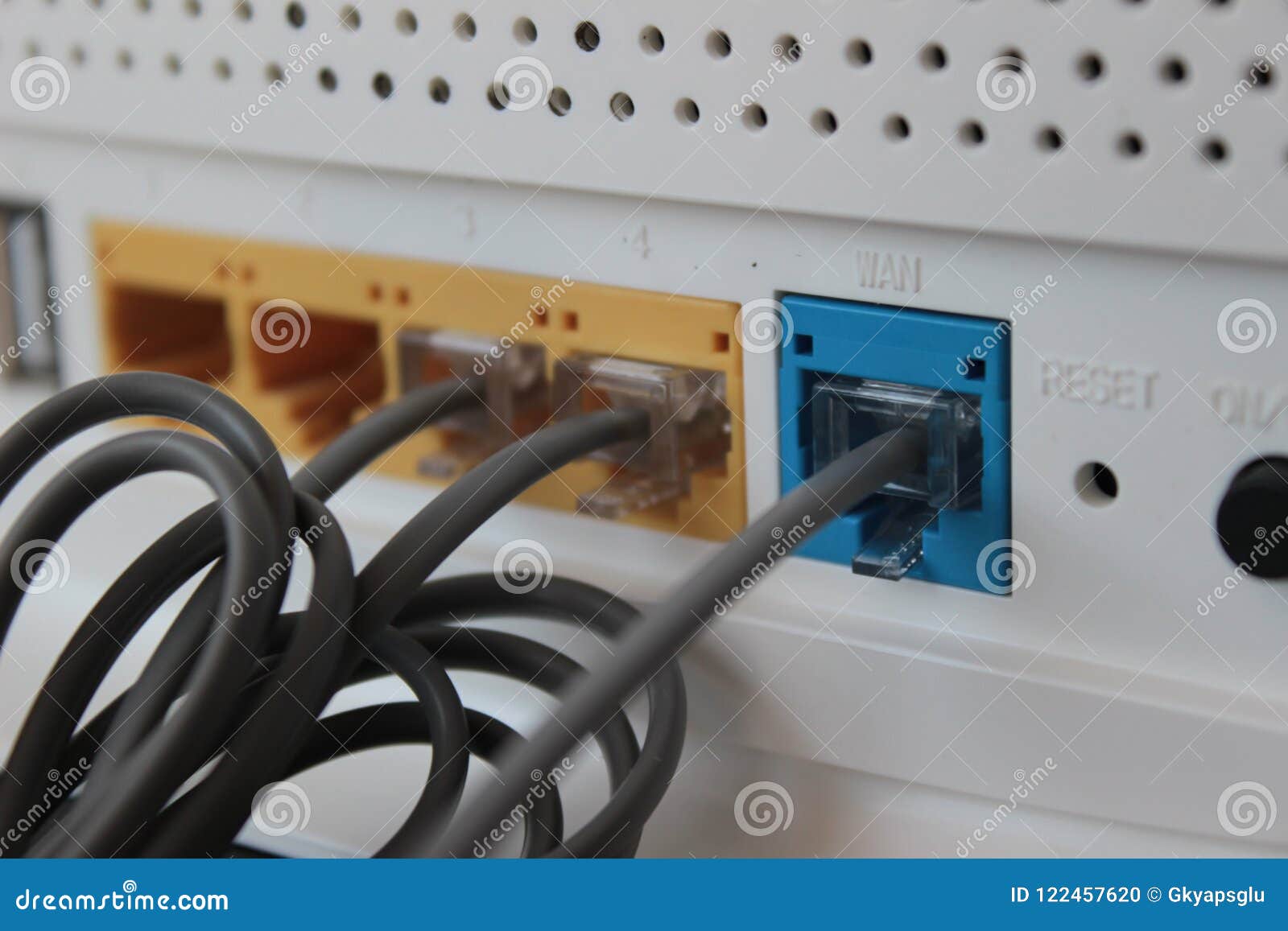 Electronic Wires and Ports of Modem Stock Photo - Image of power ...