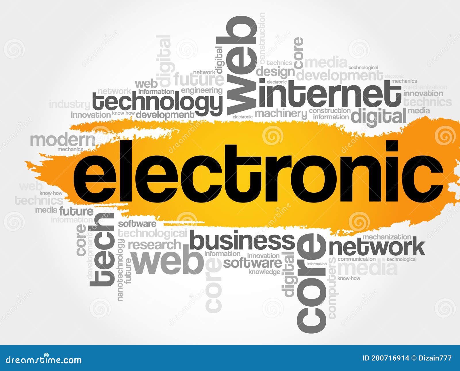 ELECTRONIC word cloud stock illustration. Illustration of computer ...