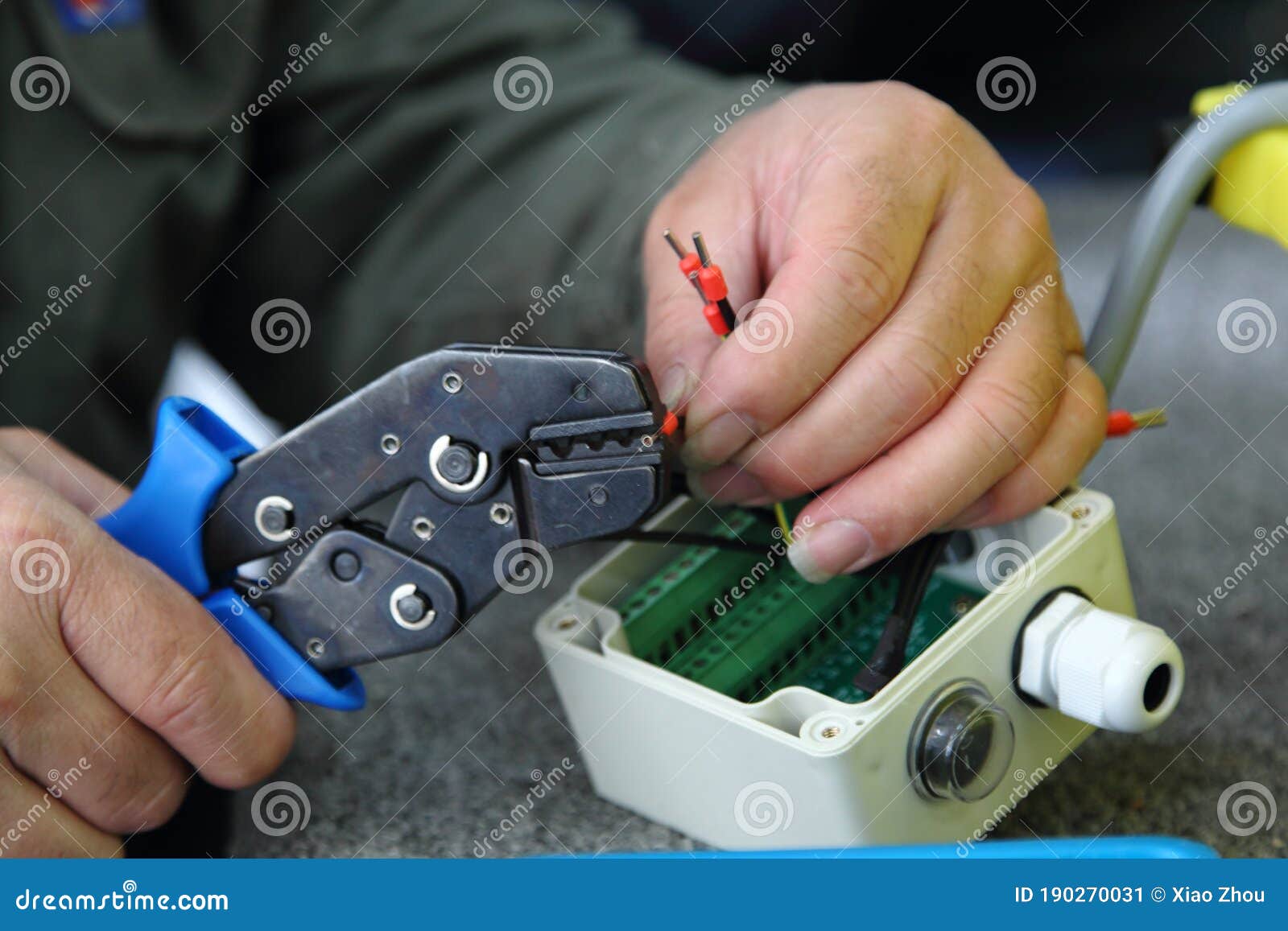 Electronic worker hands stock image. Image of harbor - 190270031
