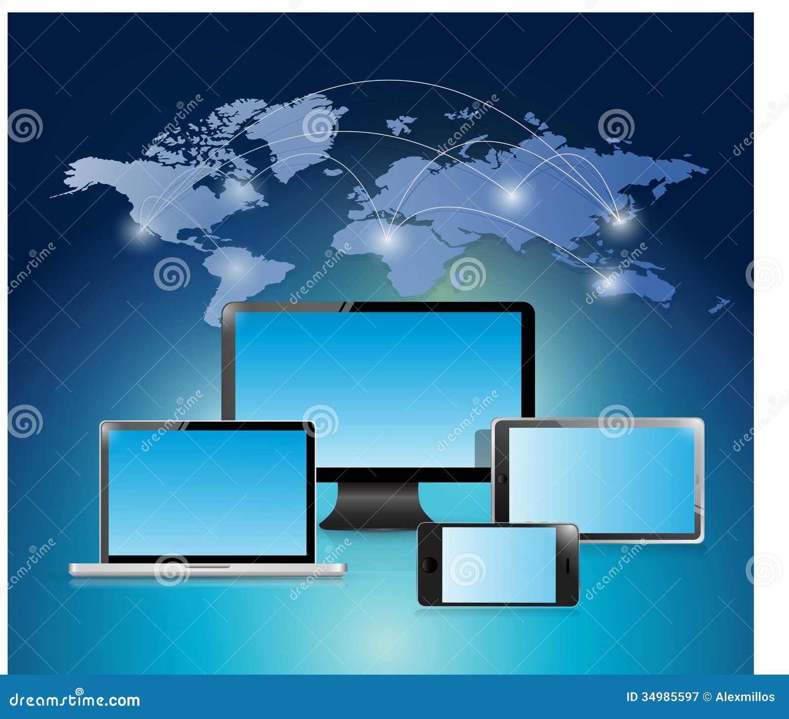 Electronic Map Of The World. Continents In The Form Of A Colored ...
