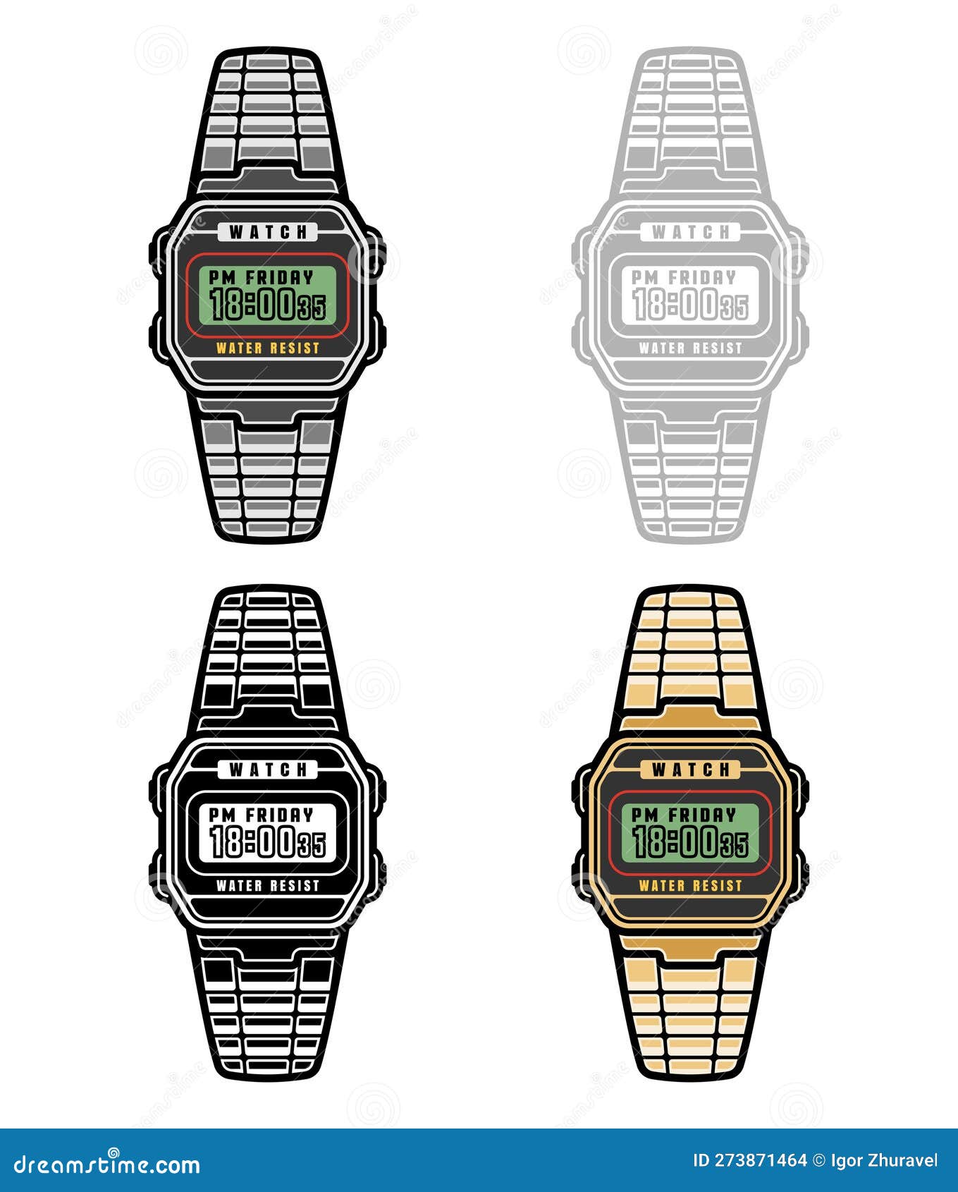 Electronic Wrist Watch Showing Time And Data On Screen With Buttons For ...