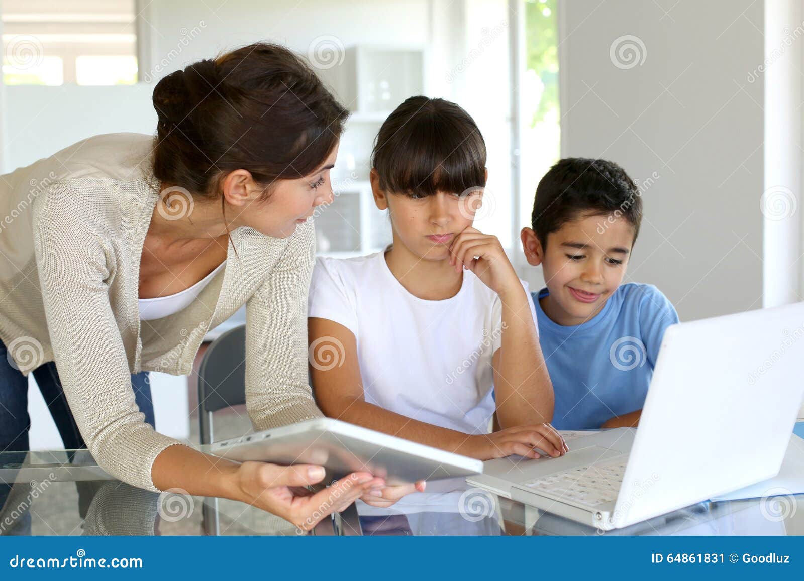 Electronical Devices Being Used in School Stock Image - Image of desk ...
