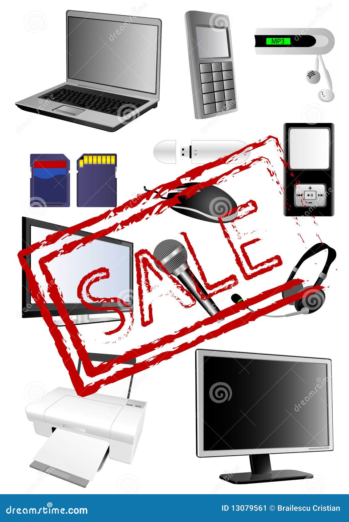 Electronics stock vector. Illustration of isolated, label - 13079561