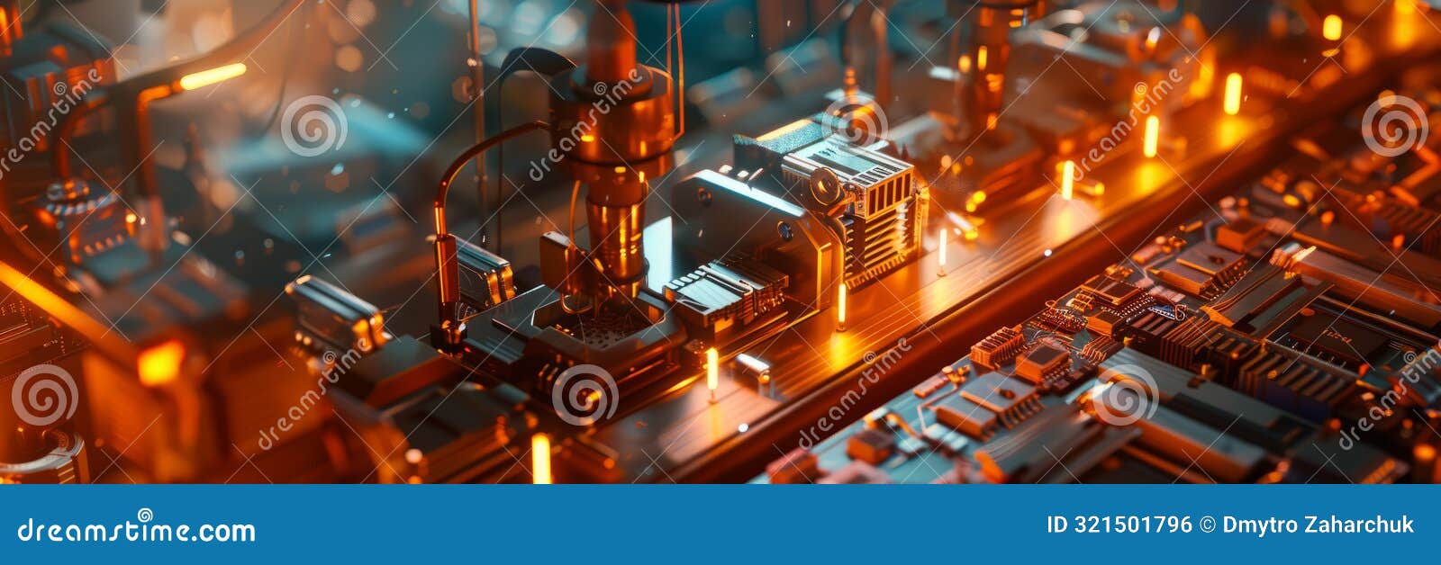 An Electronics Assembly Line with Soldering Stations and Circuit Board ...