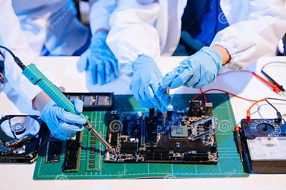 Electronics Assembly and RAM Installation with High-tech Components ...