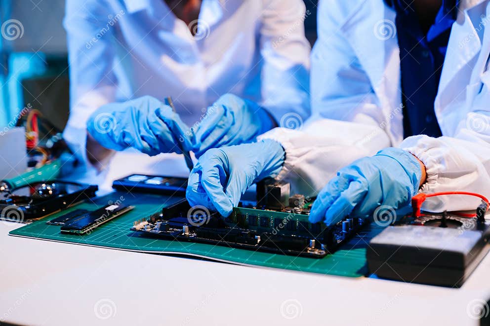 Electronics Assembly and RAM Installation with High-tech Components ...