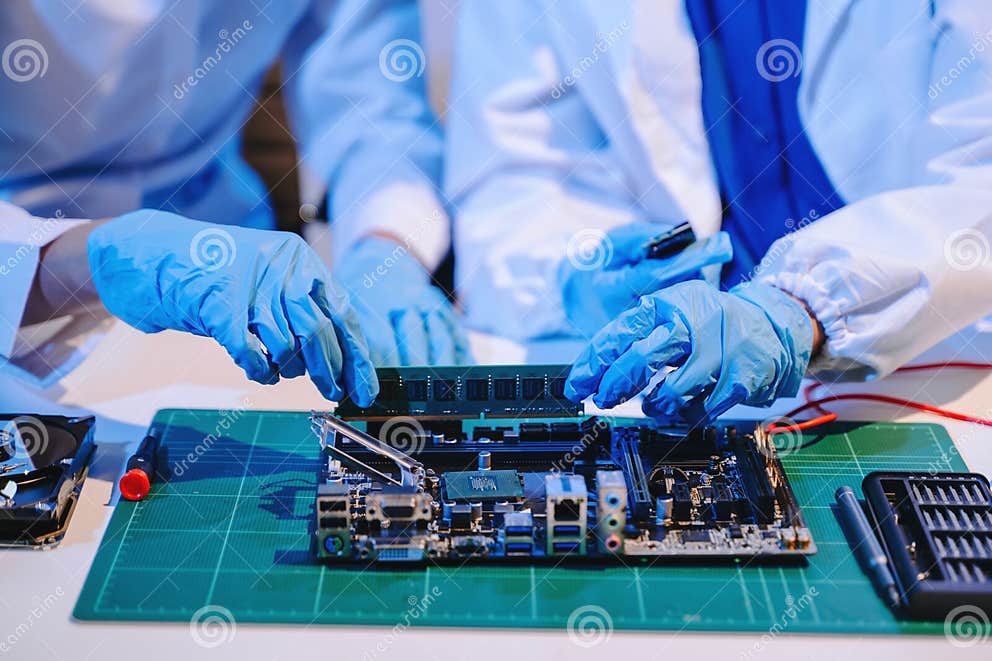 Electronics Assembly and RAM Installation with High-tech Components ...