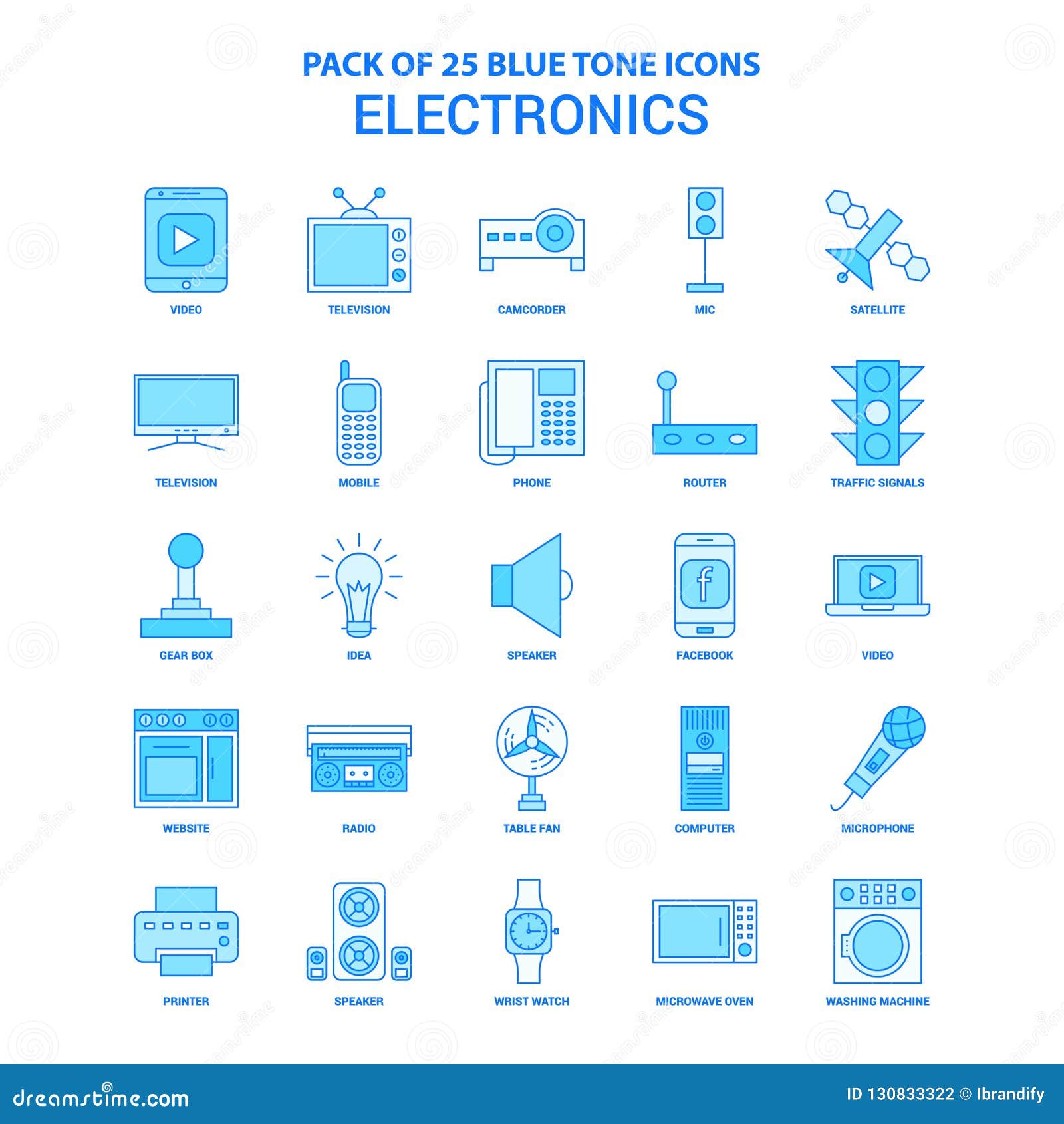 Electronics Blue Tone Icon Pack - 25 Icon Sets Stock Vector ...