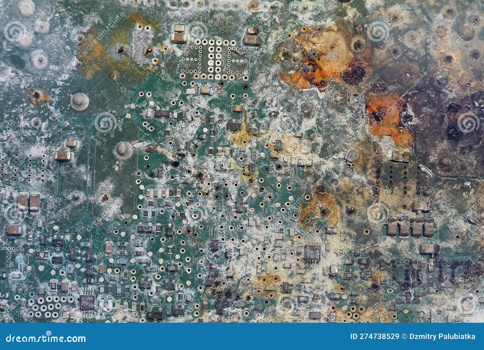 Electronics Board Flooded with Water with Traces of Corrosion Stock ...