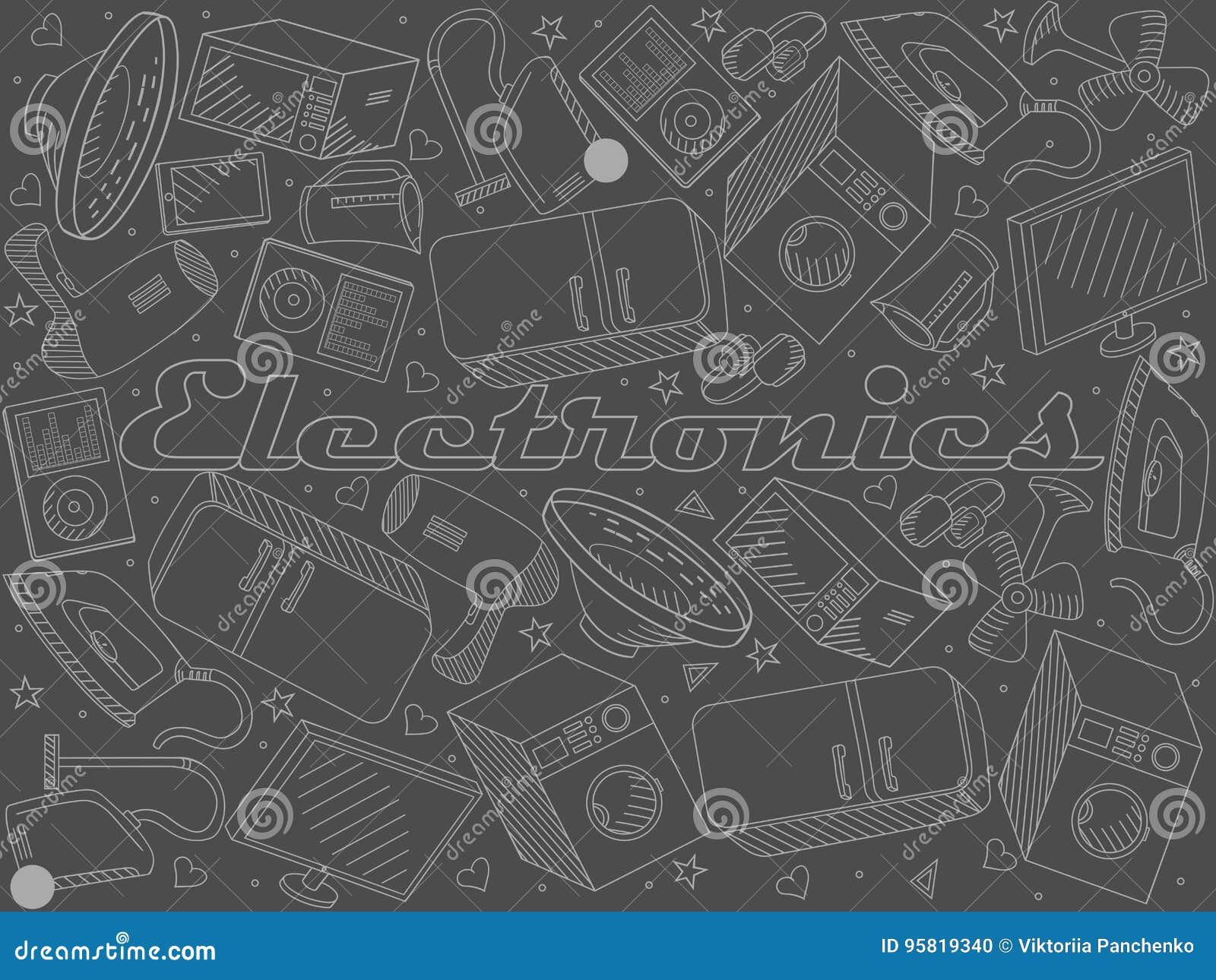 Electronics Chalk Line Art Design Vector Illustration Stock Vector ...