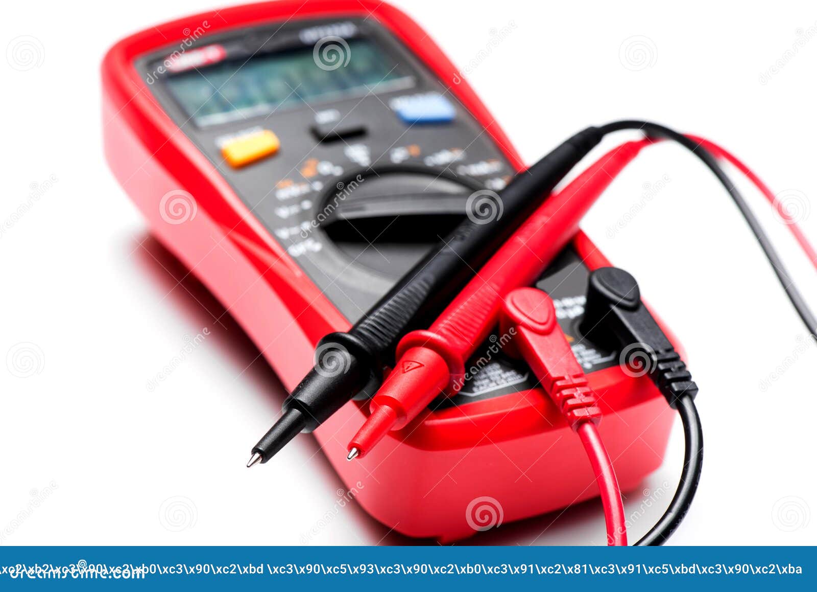 Electronic Digital Multimeter Isolated on White with Probes. Digital ...