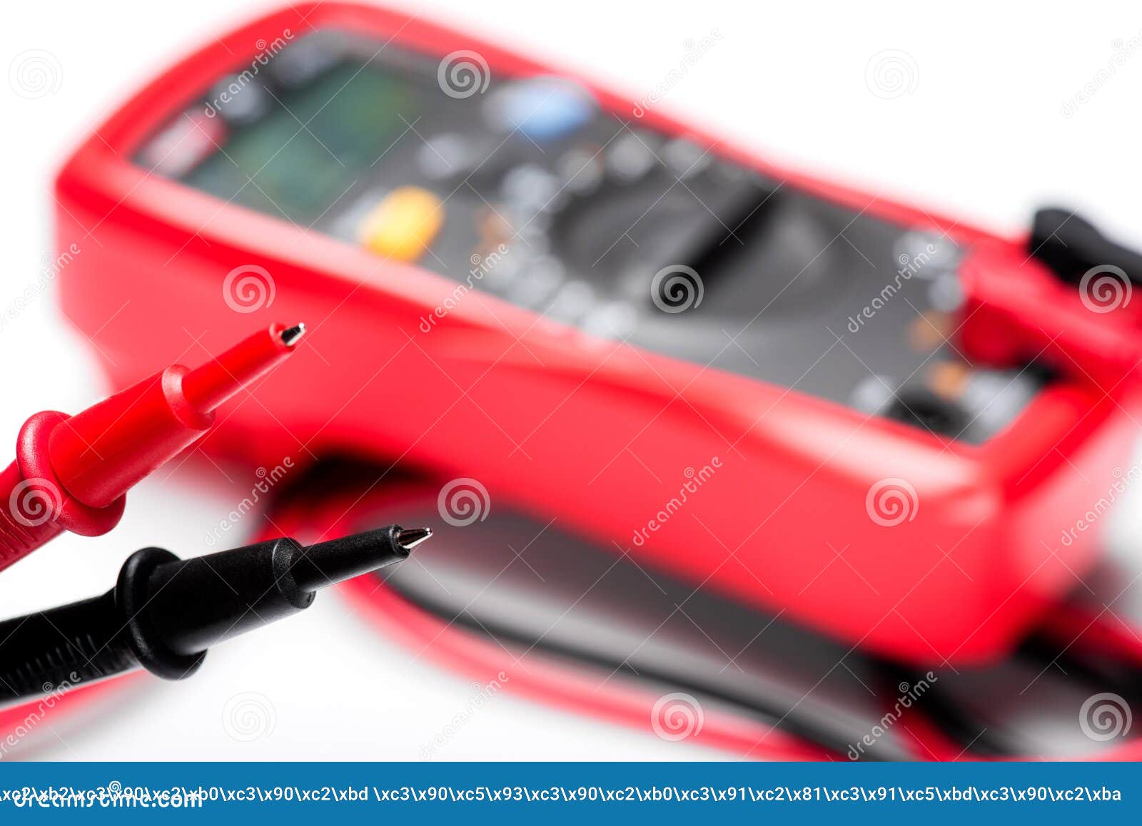 Electronic Digital Multimeter Isolated on White with Probes. Digital ...