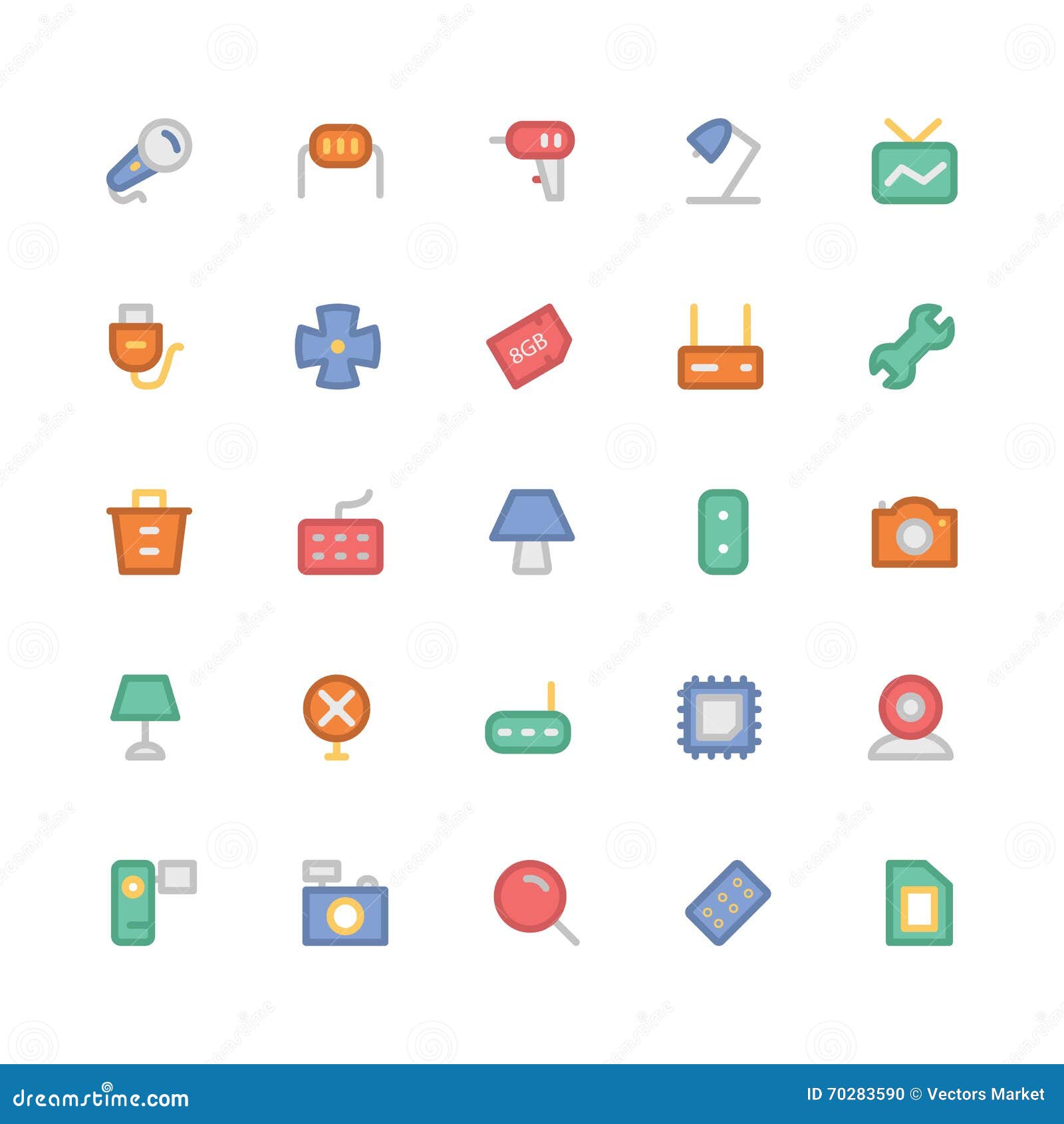 Electronics Colored Vector Icons 8 Stock Illustration - Illustration of ...