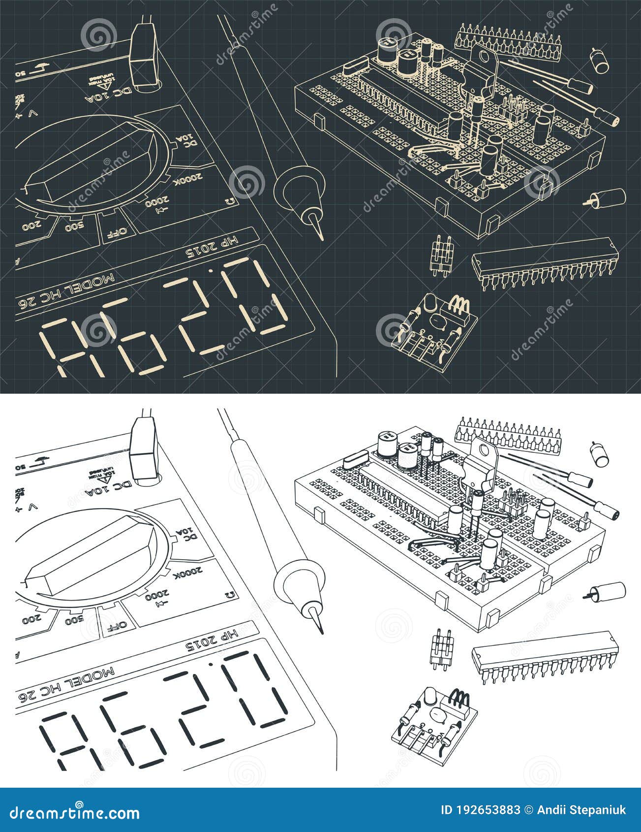 Electronics Components Kit Drawings Stock Vector - Illustration of ...