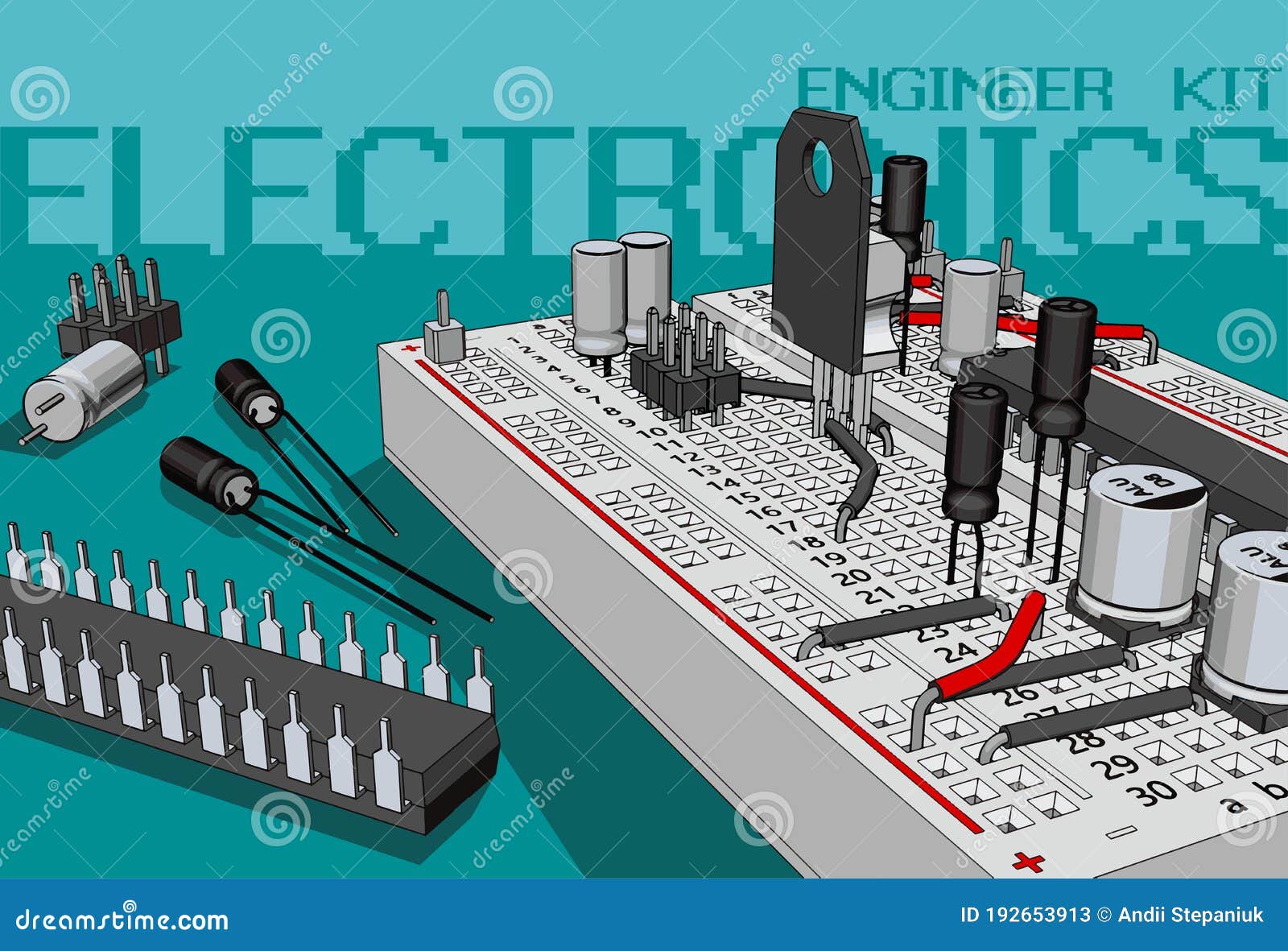 Electronics Components Kit for Electronics Engineers Stock Vector ...