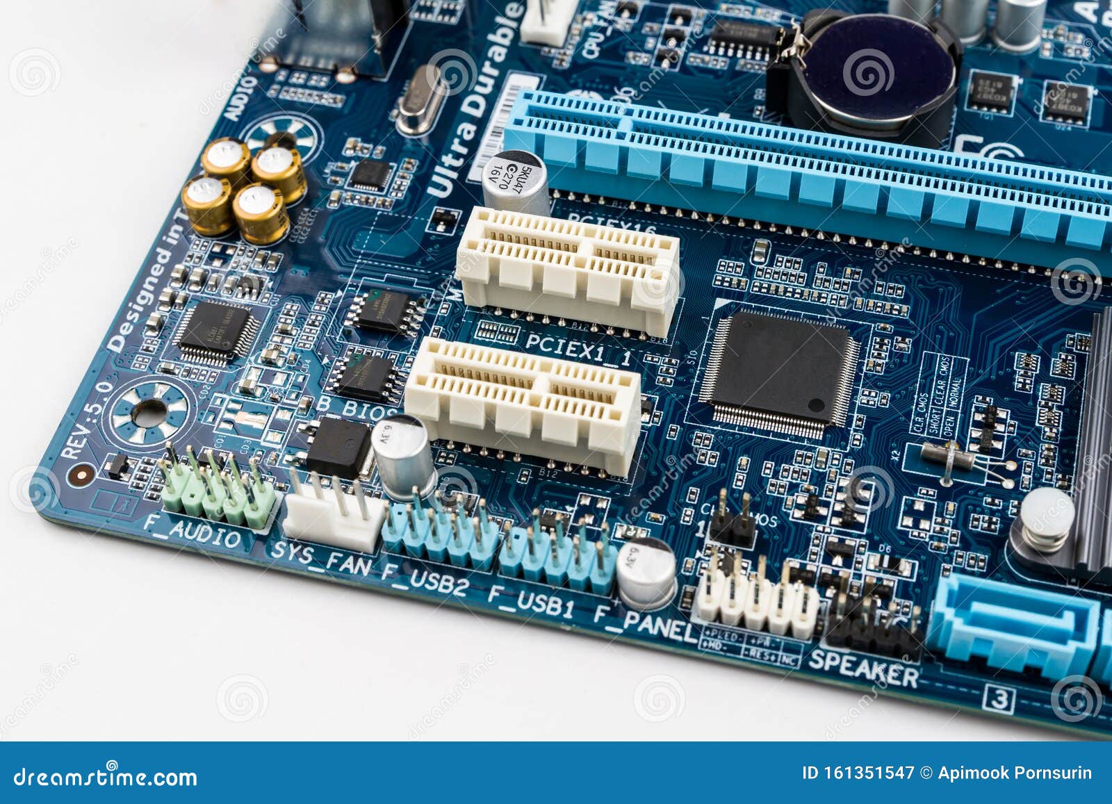 Electronics Components on Modern PC Computer Mainboard Editorial ...