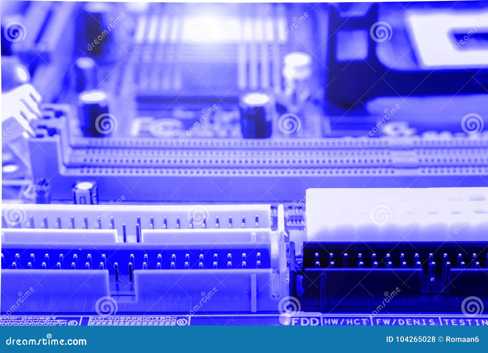 Electronics Components on Modern PC Computer Motherboard with RAM ...