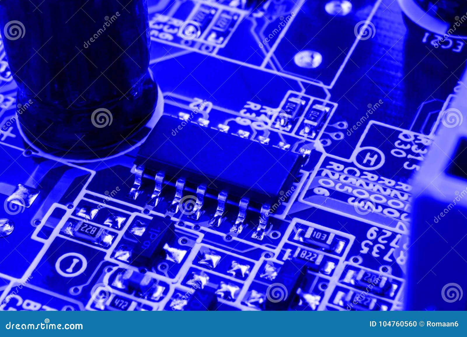 Electronics Components on Modern PC Computer Motherboard with RAM ...