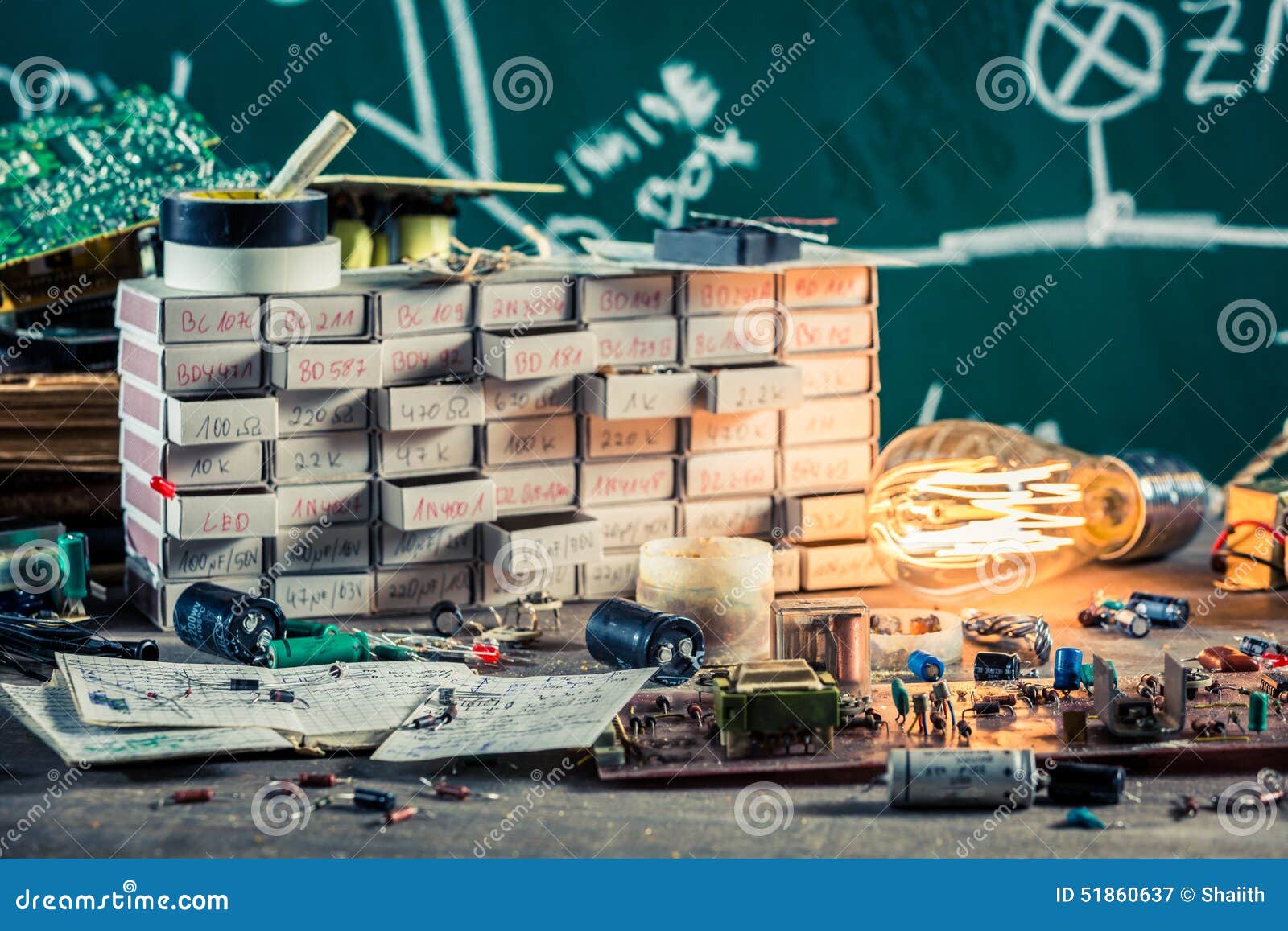 Electronics Components in Physics Lab Stock Image - Image of diode ...