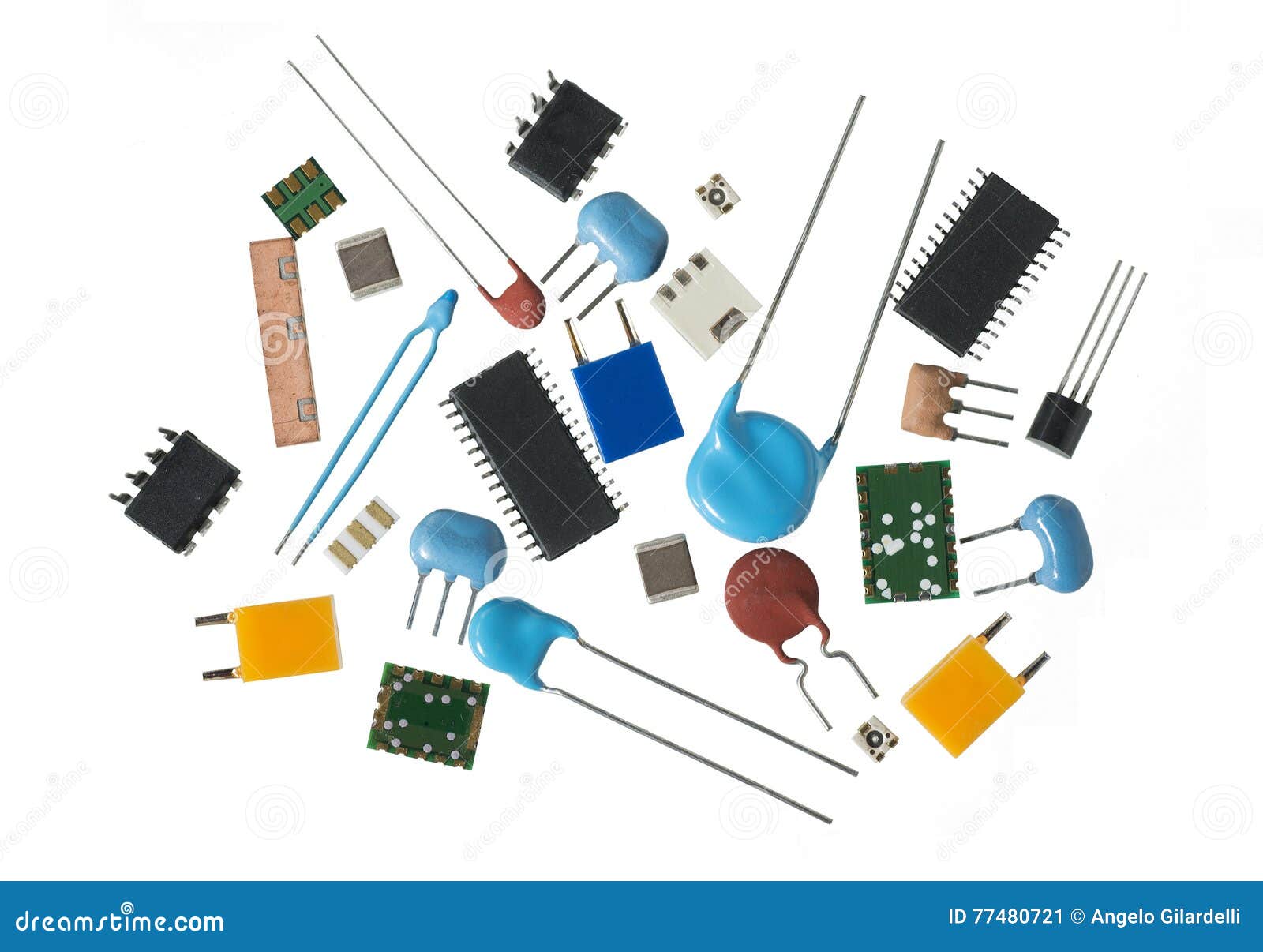 Electronics Components, White Background Stock Image - Image of group ...