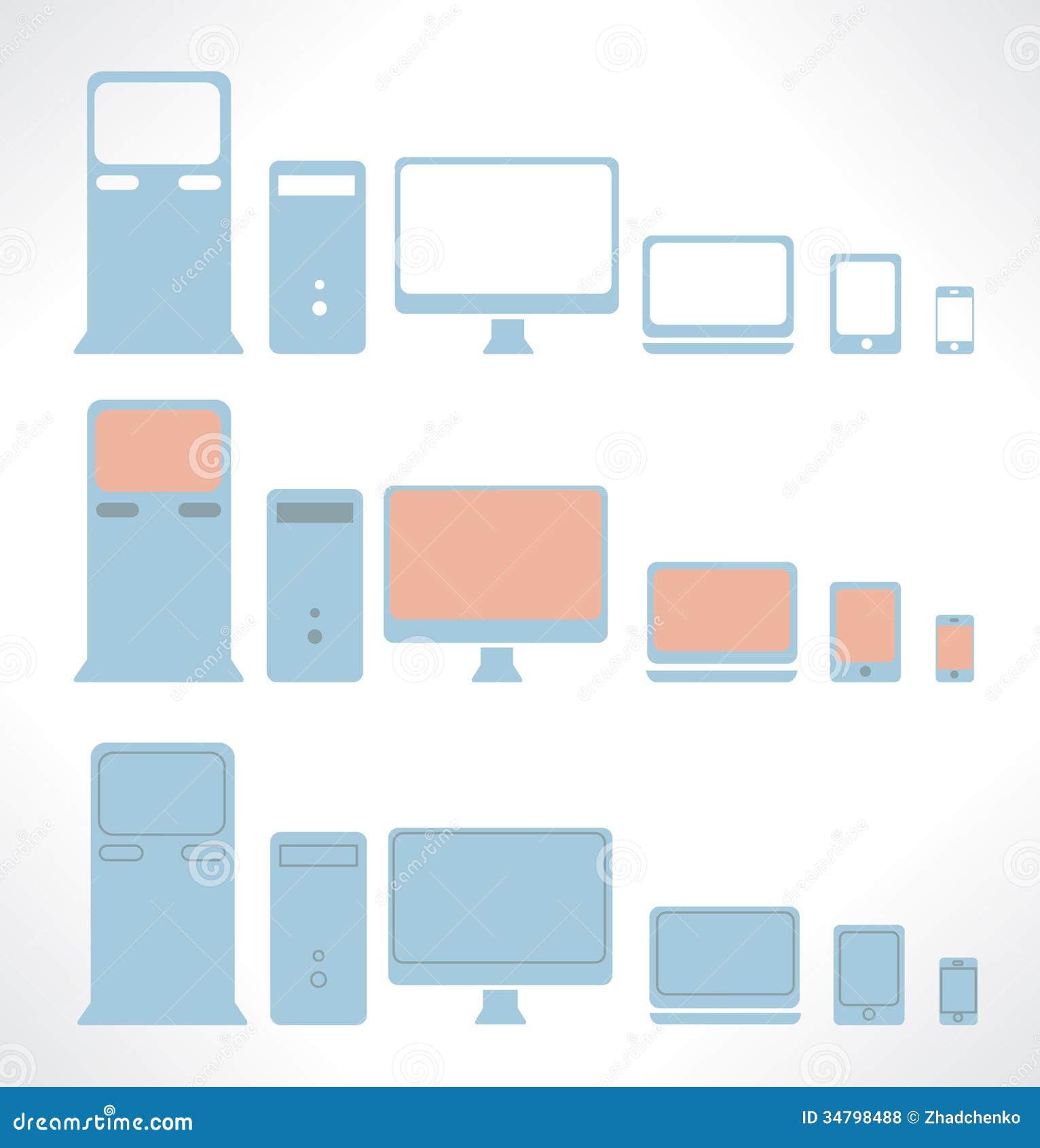 Electronics Device. Set Flat Icon Stock Illustration - Illustration of ...