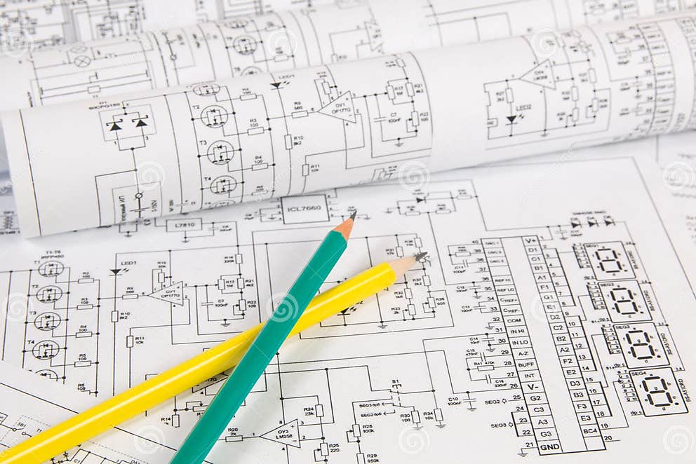 Electronics and Engineering. Printed Drawings of Electrical Circuits ...