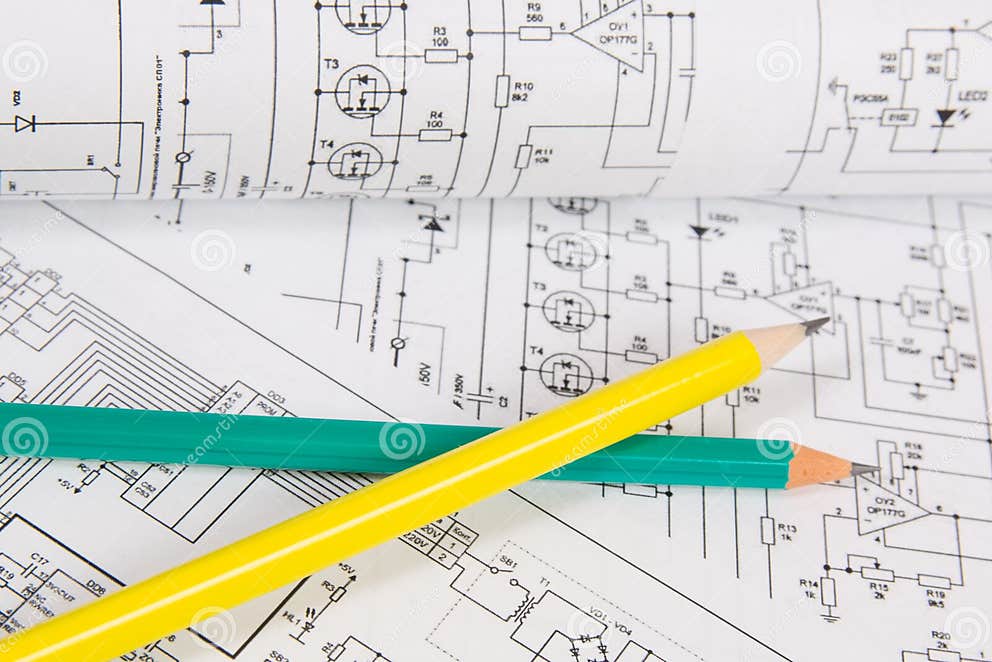 Electronics and Engineering. Printed Drawings of Electrical Circuits ...