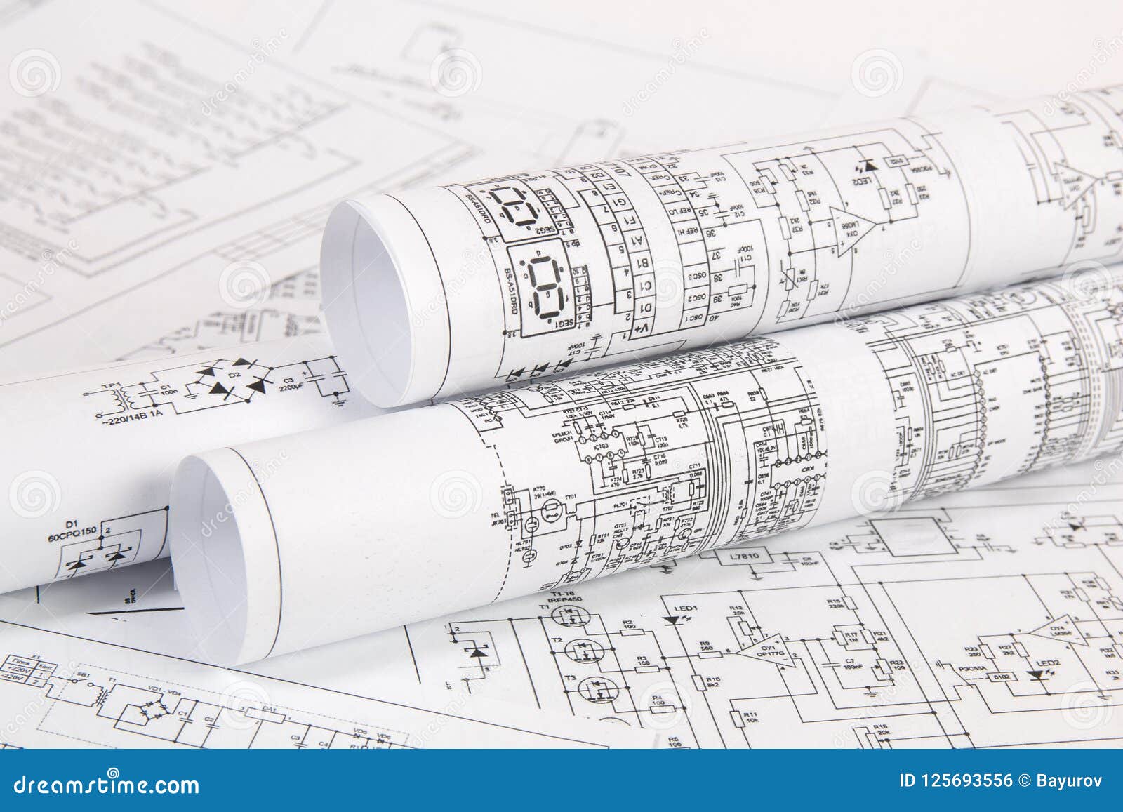Electrical Engineering Drawings, Pencil And Ruler Stock Image ...