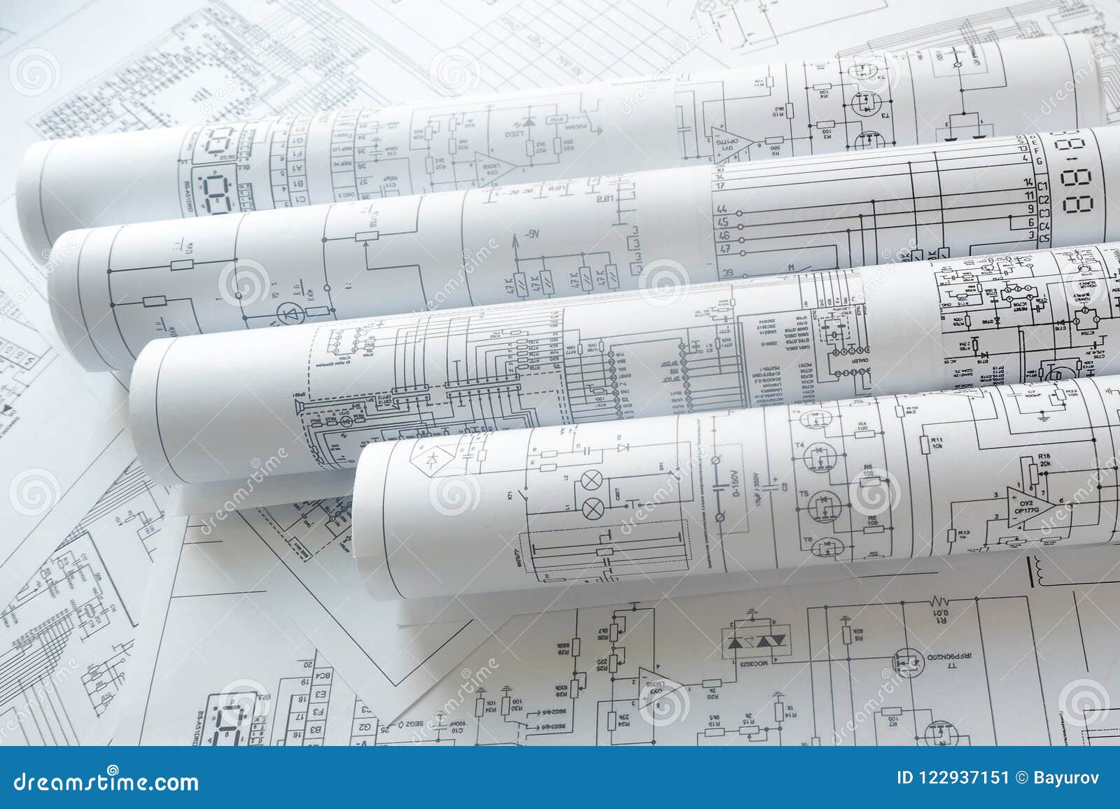 Printed Drawings of Electrical Circuits. Stock Image - Image of ...
