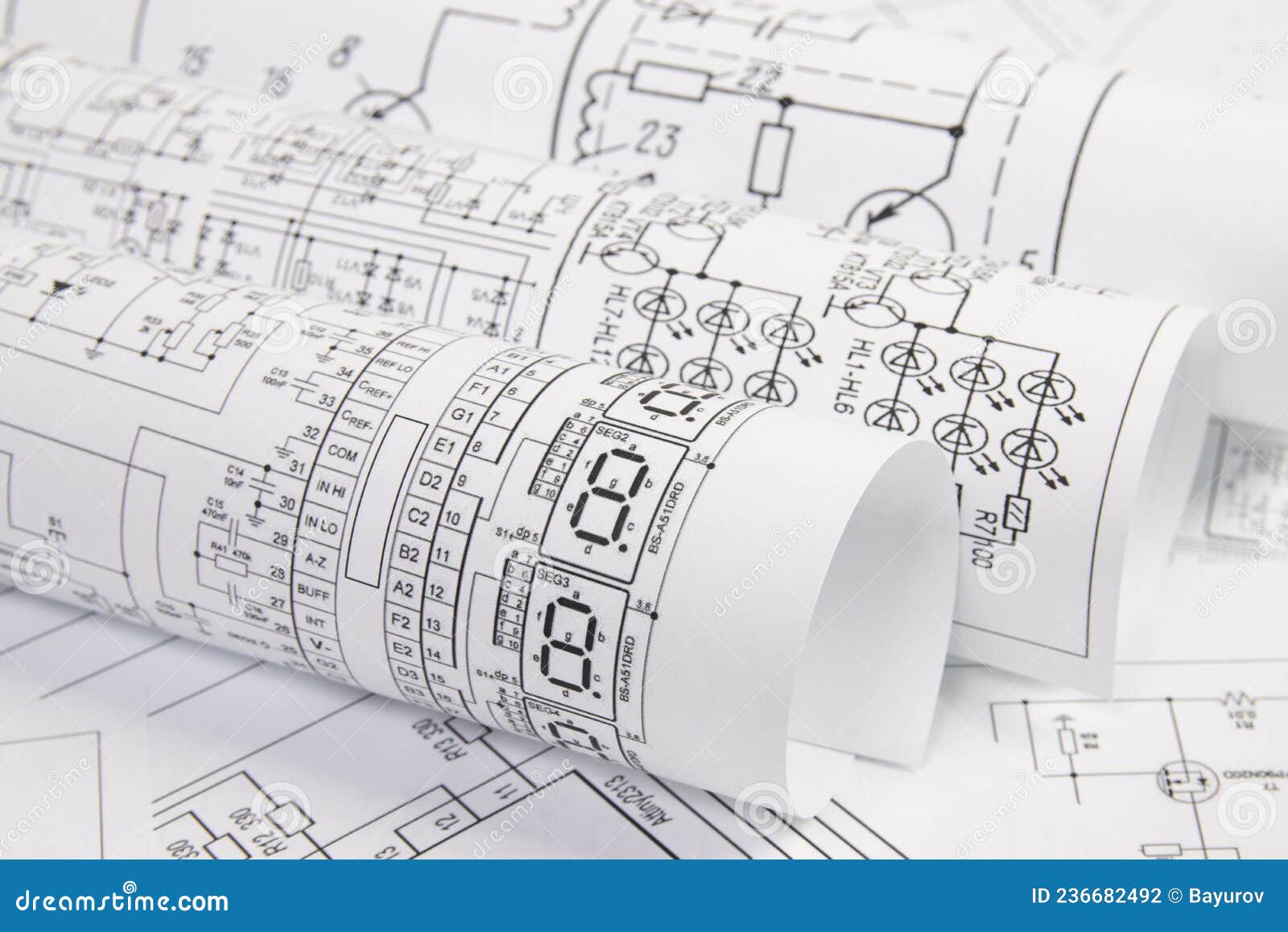Printed Drawings of Electrical Circuits. Stock Photo - Image of ...