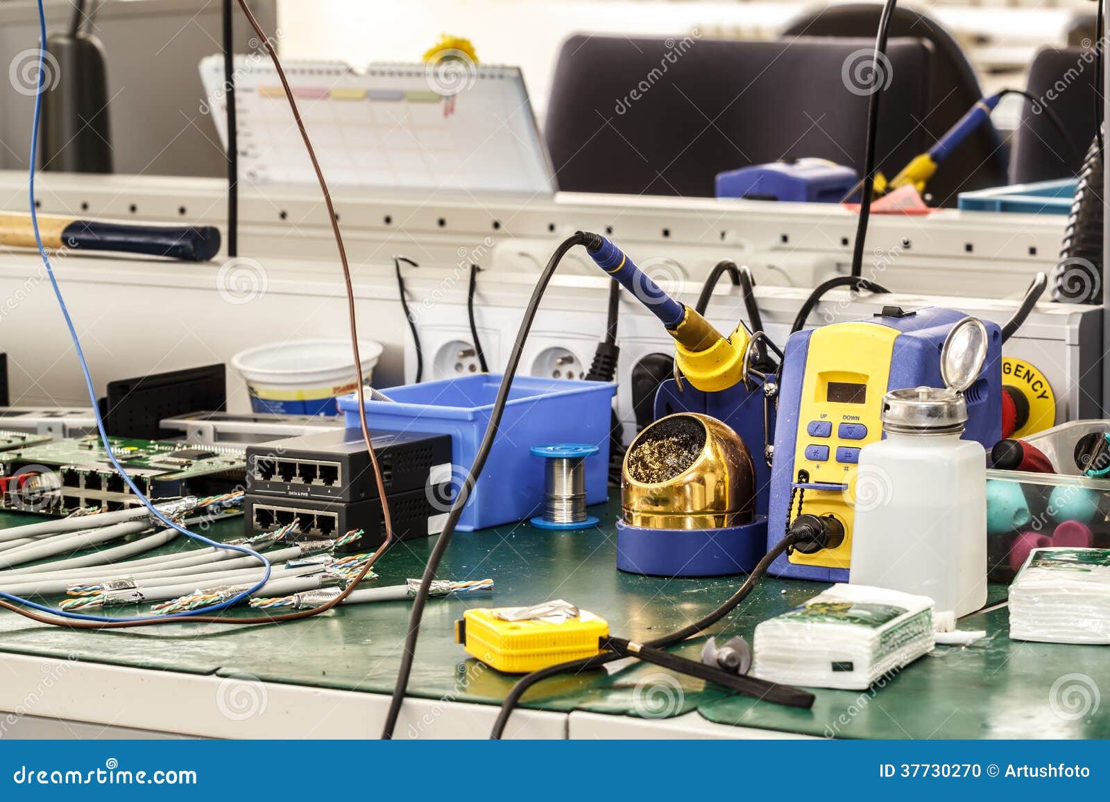 Electronics Equipment Assembly Workplace Stock Photo - Image of ...