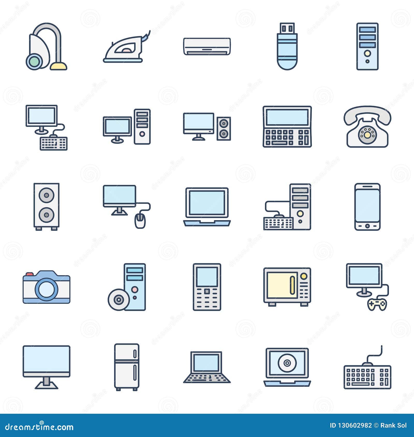 Electronics Equipment Isolated Vector Icons Set that Can Be Easily ...
