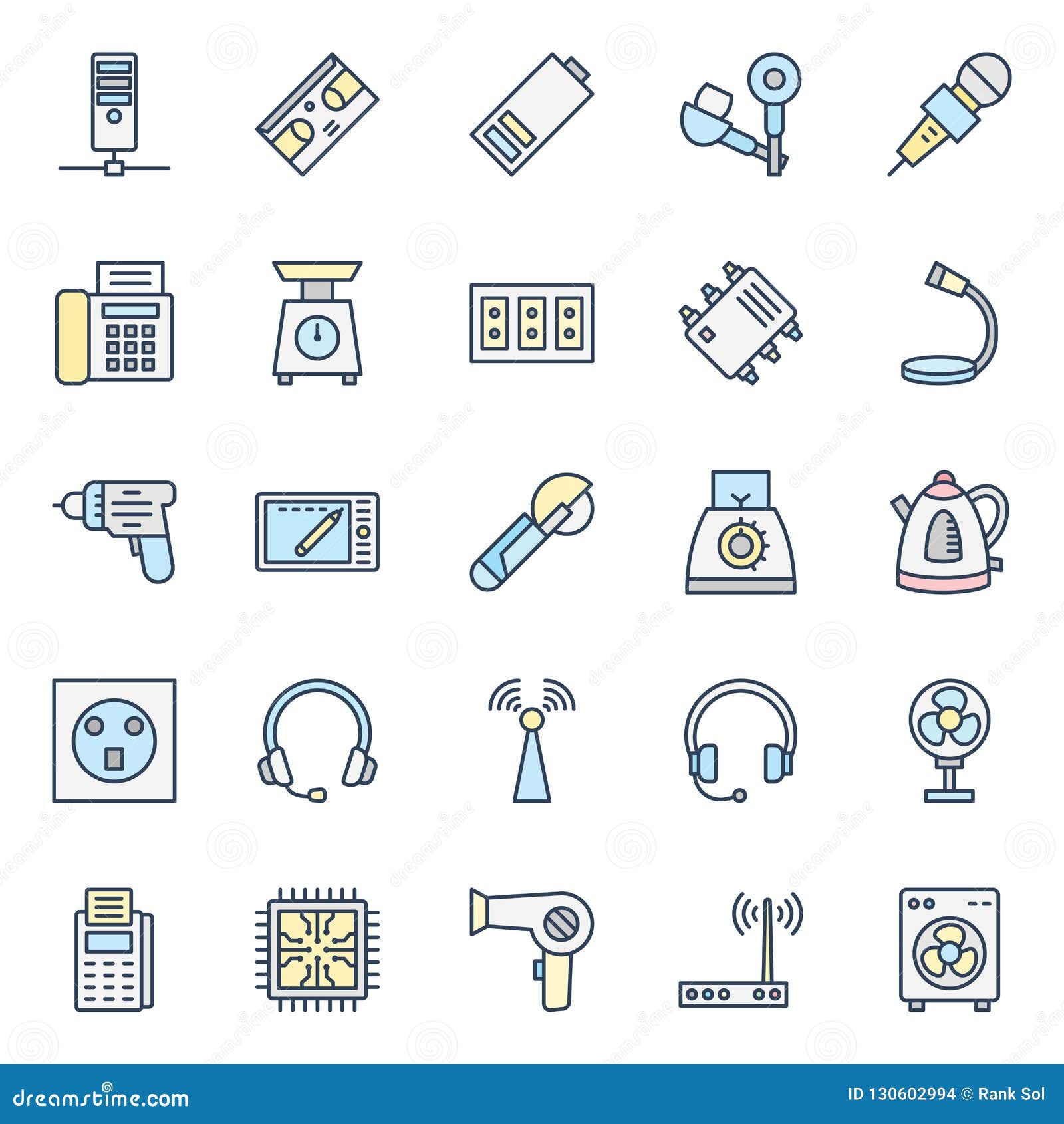 Electronics Equipment Isolated Vector Icons Set that Can Be Easily ...