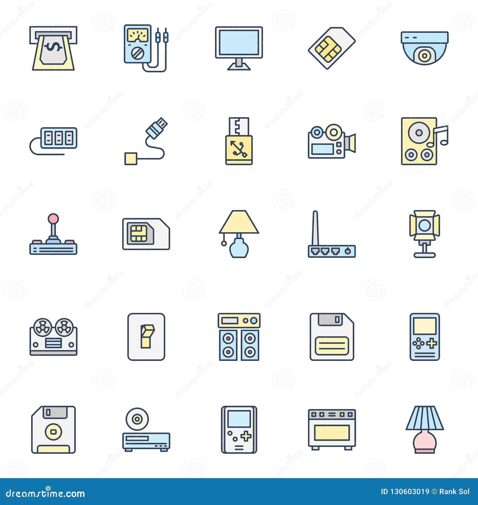 Electronics Equipment Isolated Vector Icons Set that Can Be Easily ...