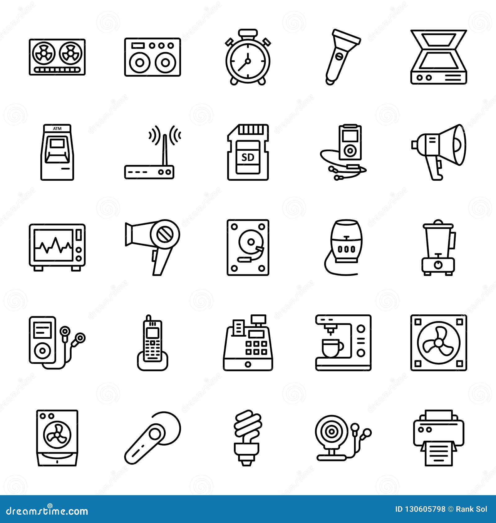 Electronics Equipment Isolated Vector Icons Set that Can Be Easily ...
