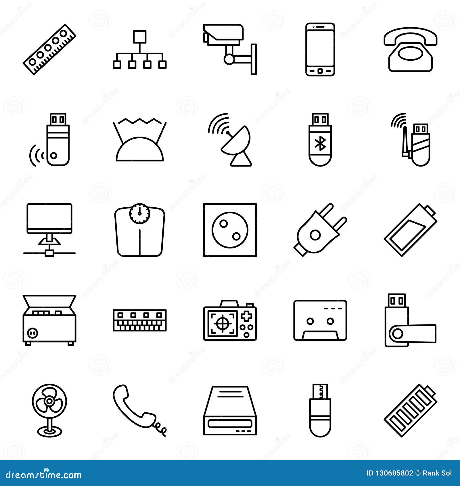 Electronics Equipment Isolated Vector Icons Set that Can Be Easily ...